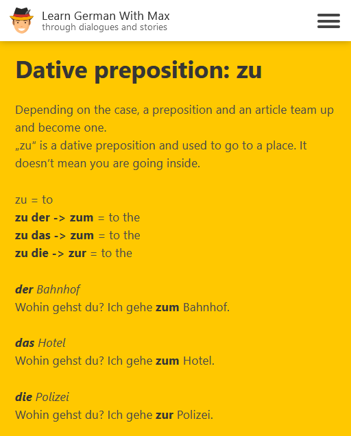 Dative preposition: zu / Learn German with Max
