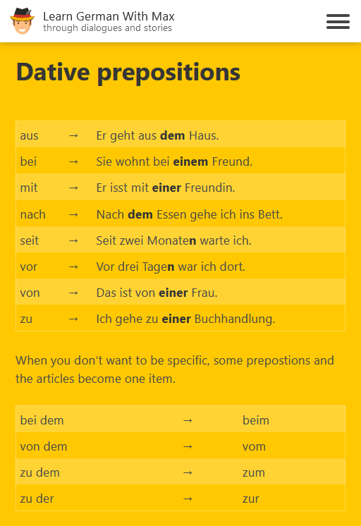 Dative prepositions / Learn German with Max