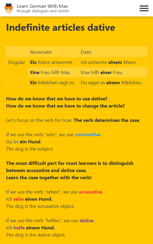 Indefinite articles dative / Learn German with Max